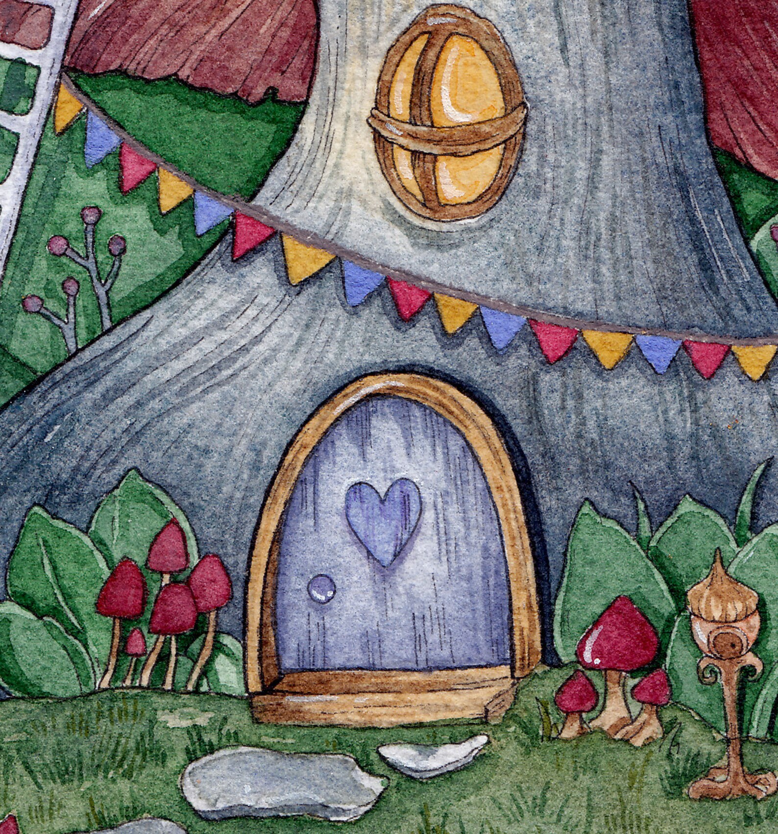 Mushroom Fairy House Print Mushroom botanical art Fantasy | Etsy