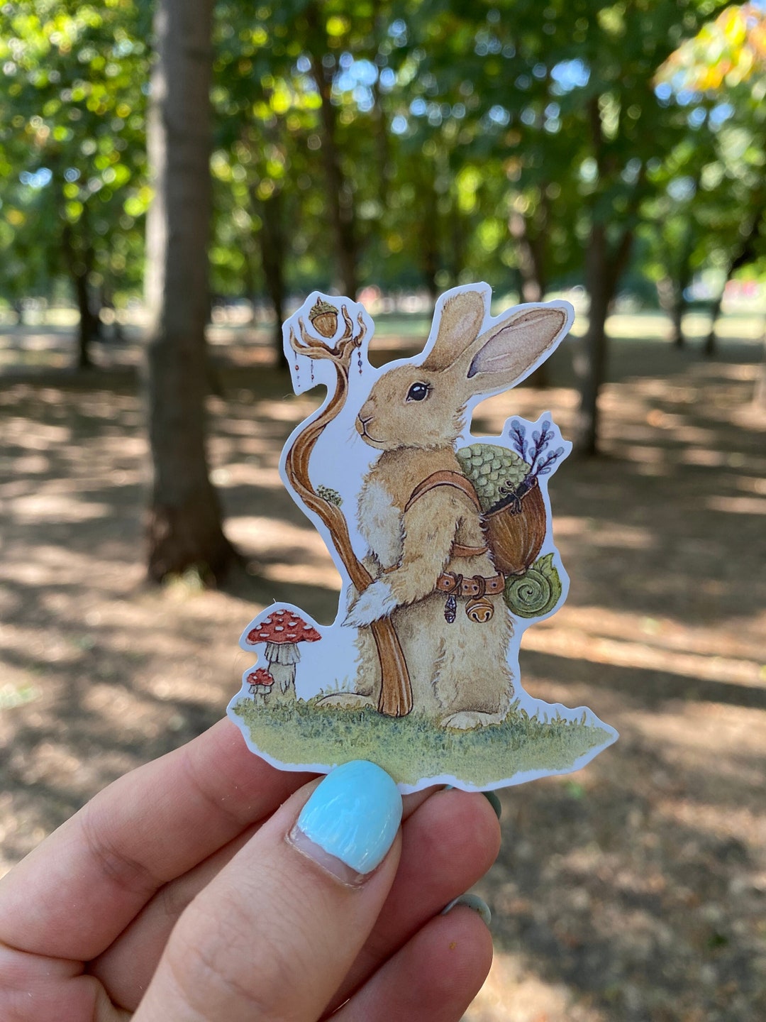 Adventurer Bunny Sticker, Druid Rabbit, Fantasy Creature Stationary ...