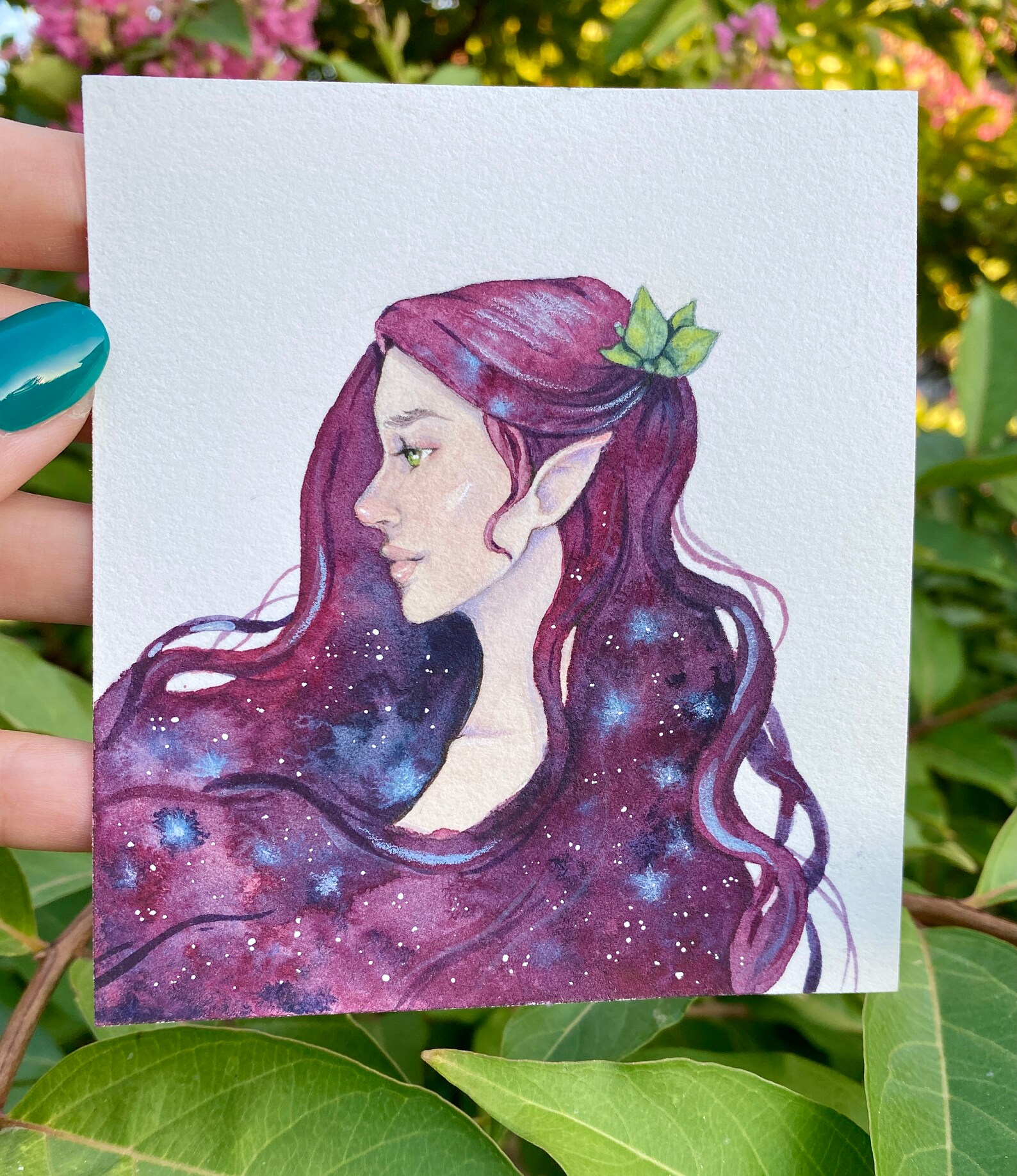 Galaxy Elf Original Watercolor Painting Galaxy Art Fantasy | Etsy