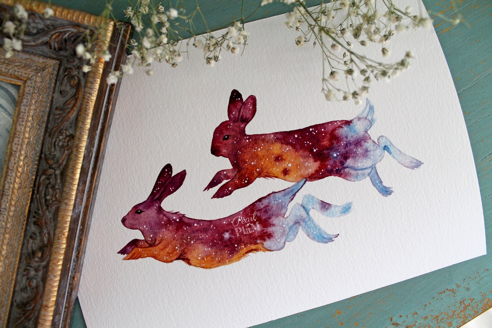 Celestial Bunny Print Rabbit Art Nursery Children's | Etsy