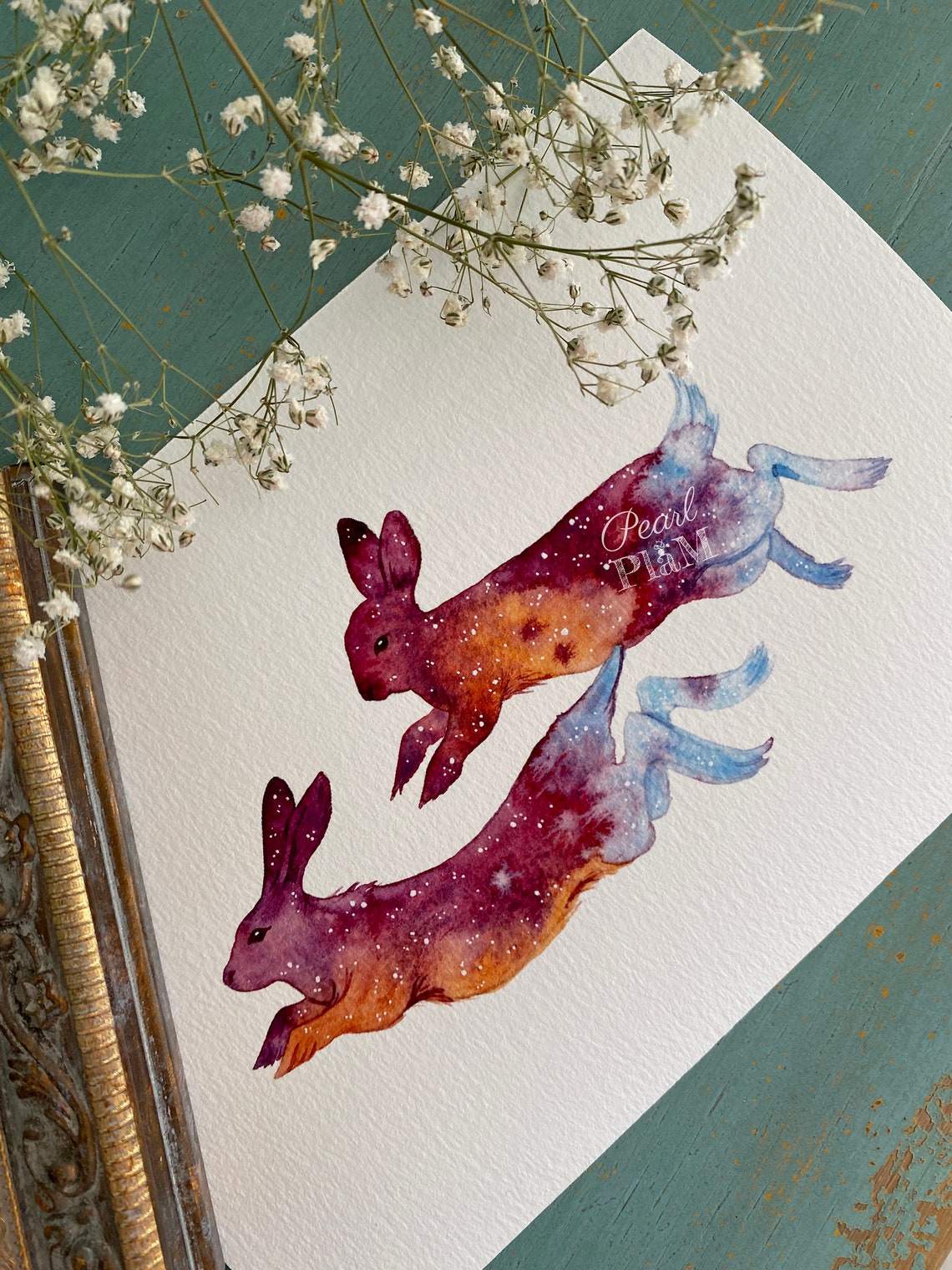 Celestial Bunny Print Rabbit Art Nursery Children's - Etsy