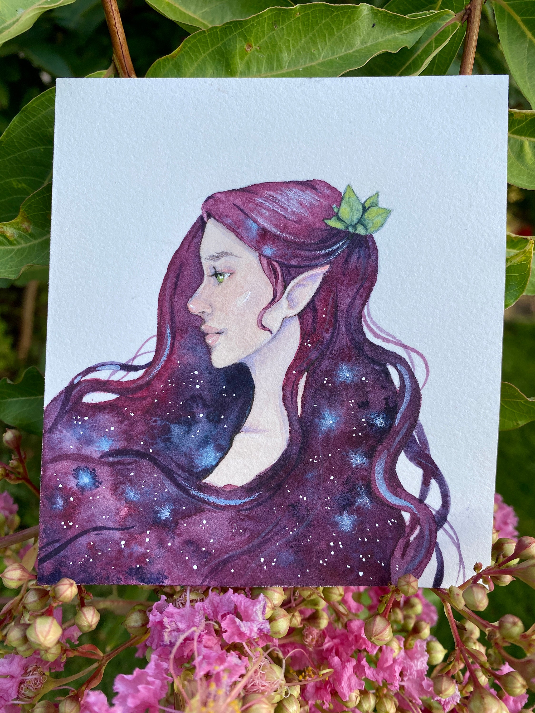 Galaxy Elf Original Watercolor Painting Galaxy Art Fantasy | Etsy