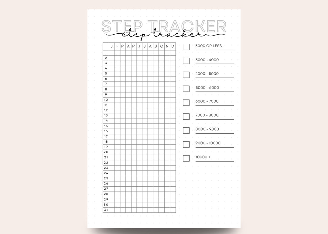 Yearly Step Tracker, PRINTABLE Step Tracker, Step Goal, Fitness Tracker ...