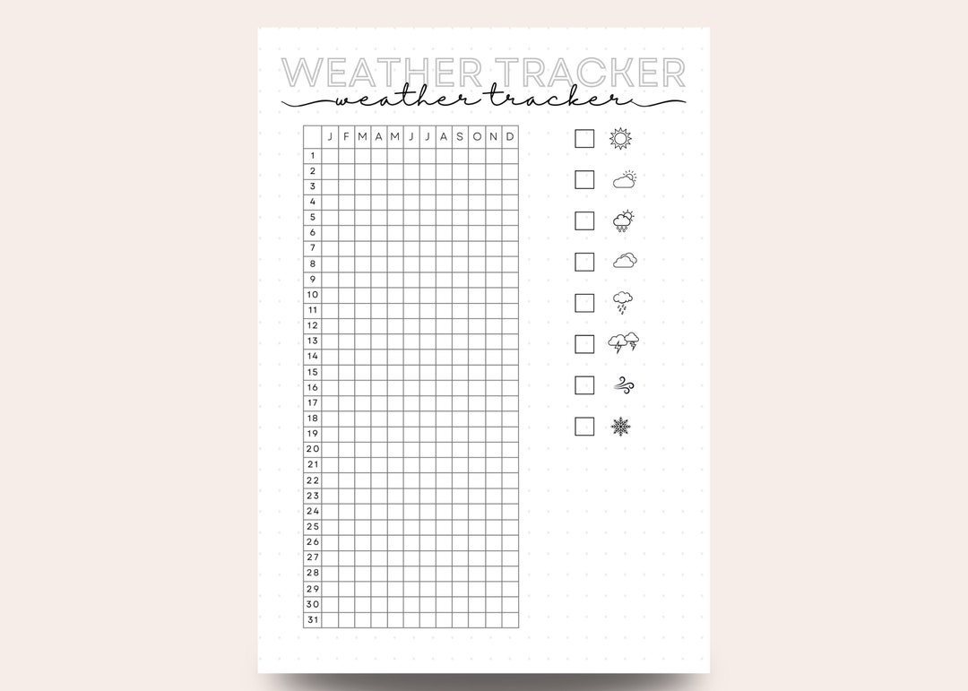Weather Tracker PRINTABLE, Weather Log, Weather Journal, Yearly Weather ...