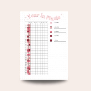 Year in Pixels Tracker, PRINTABLE Year Tracker, Rate My Day Tracker ...