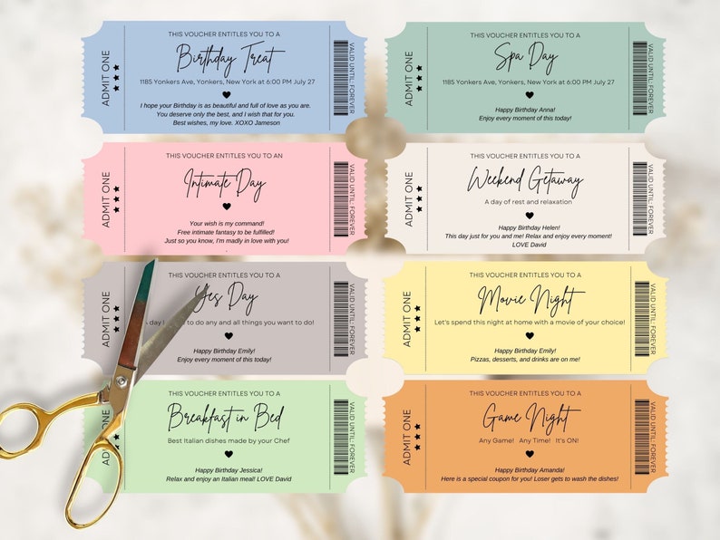 Birthday Voucher Template Bundle Editable Birthday Coupons - Etsy