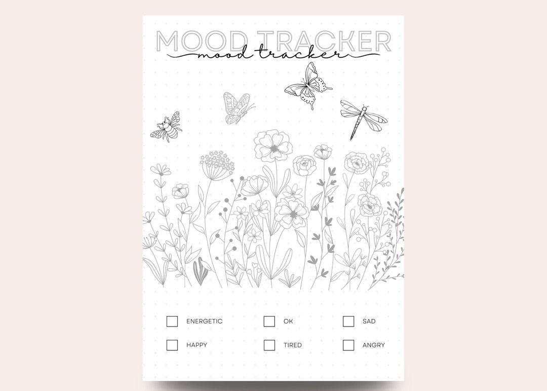 Floral Mood Tracker, Printable Tracker, Daily Mood Tracker, Monthly ...