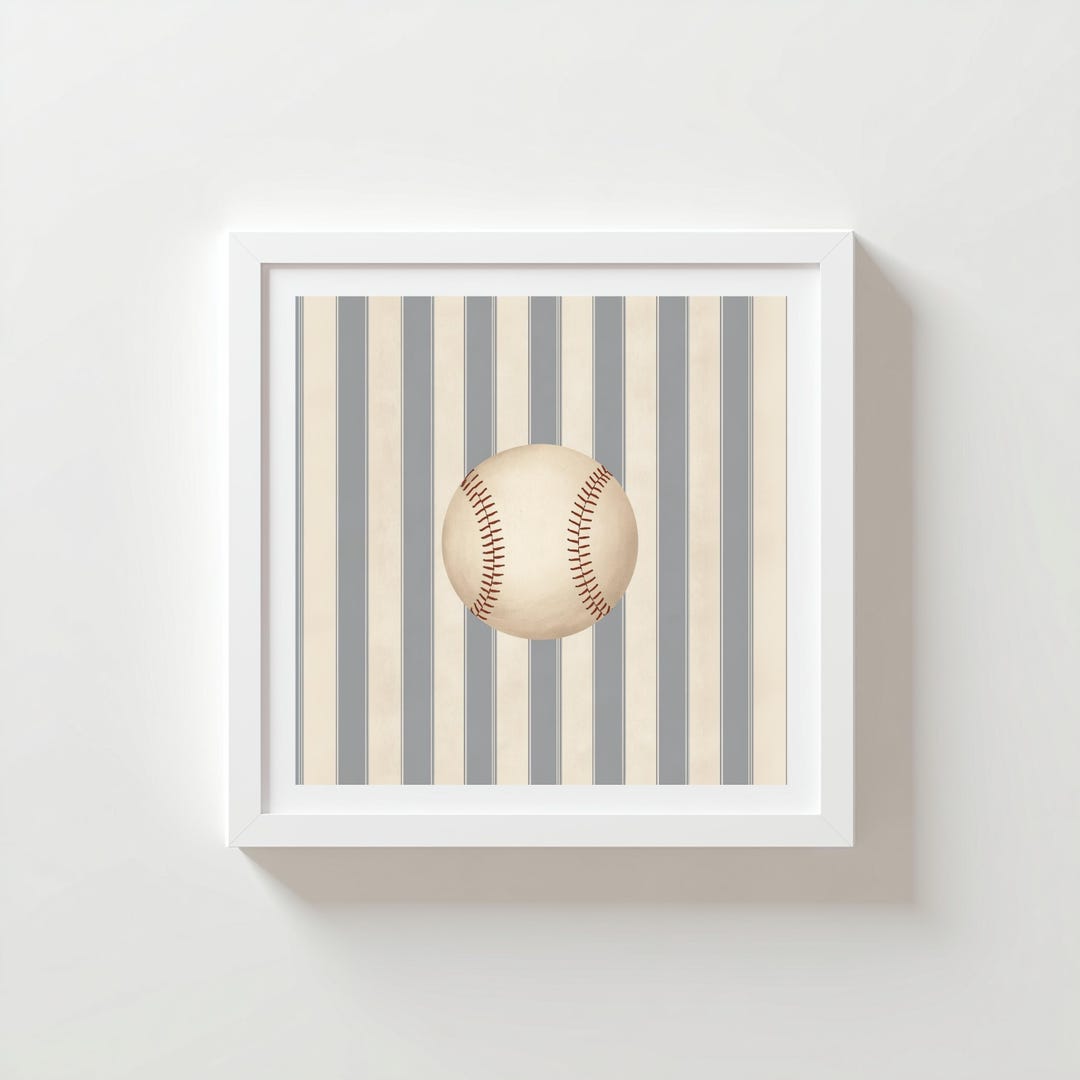 Vintage-inspired Baseball: Minimalist Nursery Print (digital Download ...