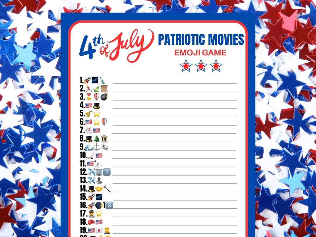 4th of July Patriotic Movie Emoji Pictionary, Patriotic Movie Emoji ...