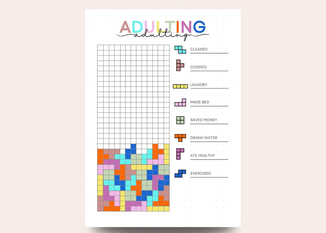Adulting Tracker, PRINTABLE Tracker, Adult Task Tracker, Monthly ...