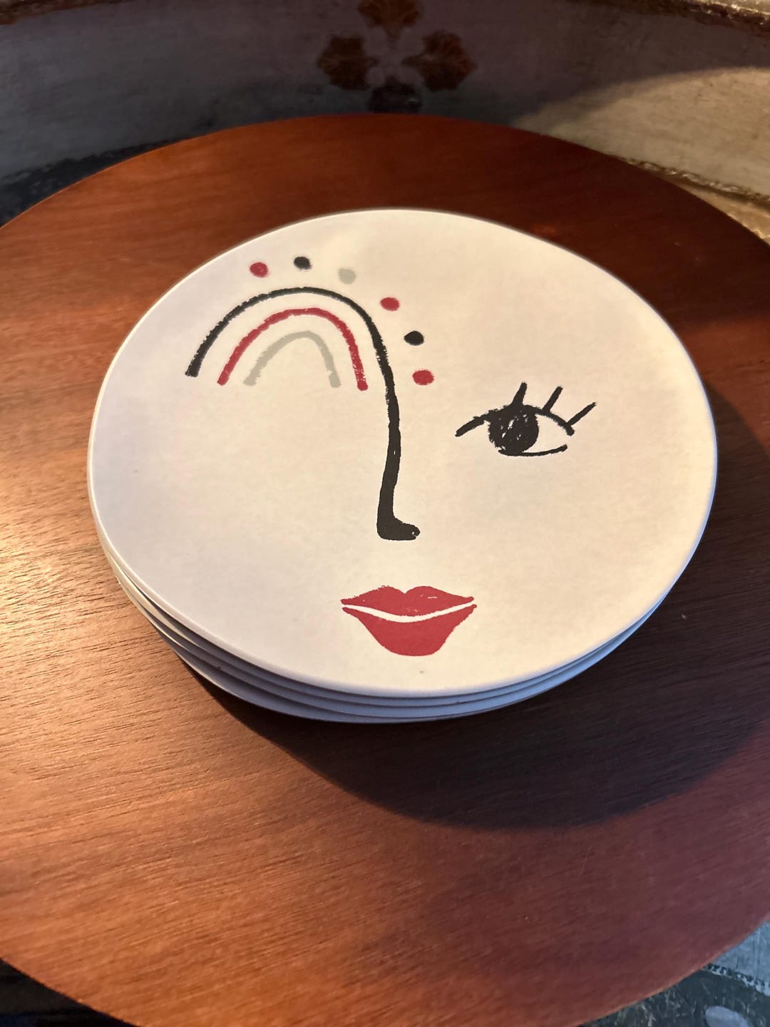 Abstract Face Melamine Snack Plates, Set of 4 - Etsy