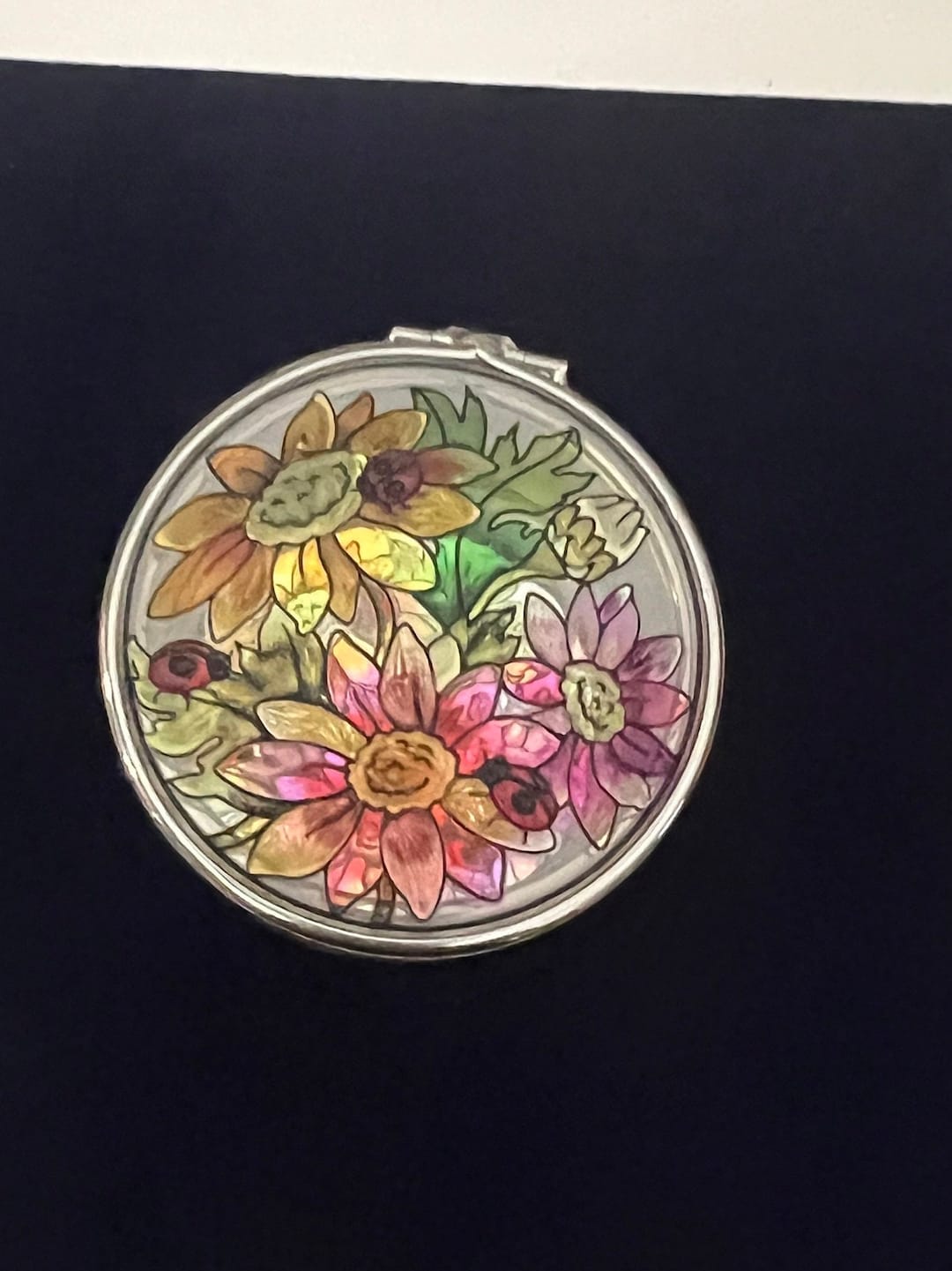 Hand Painted Stained Glass Trinket With Mirror. Amia, Denver Colorado ...