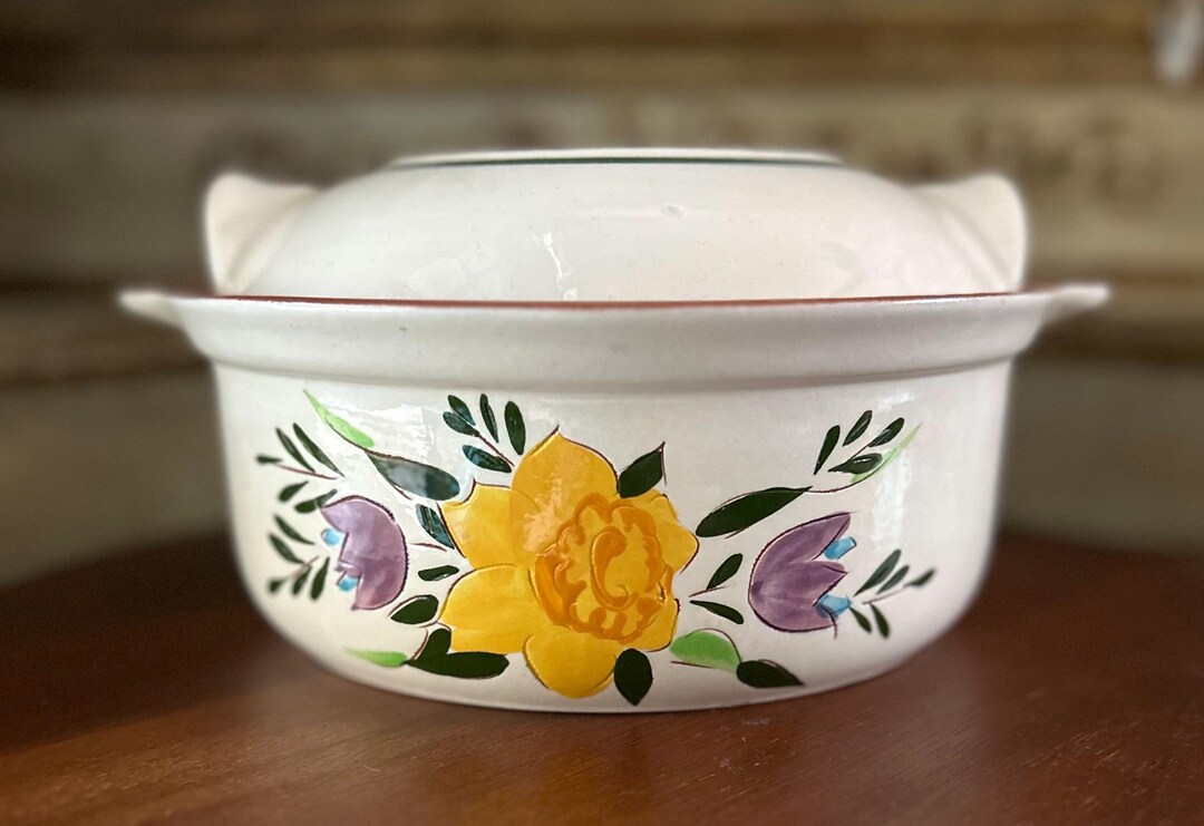 Vintage Stangl Pottery Round Red Country Garden Oven-proof Covered ...