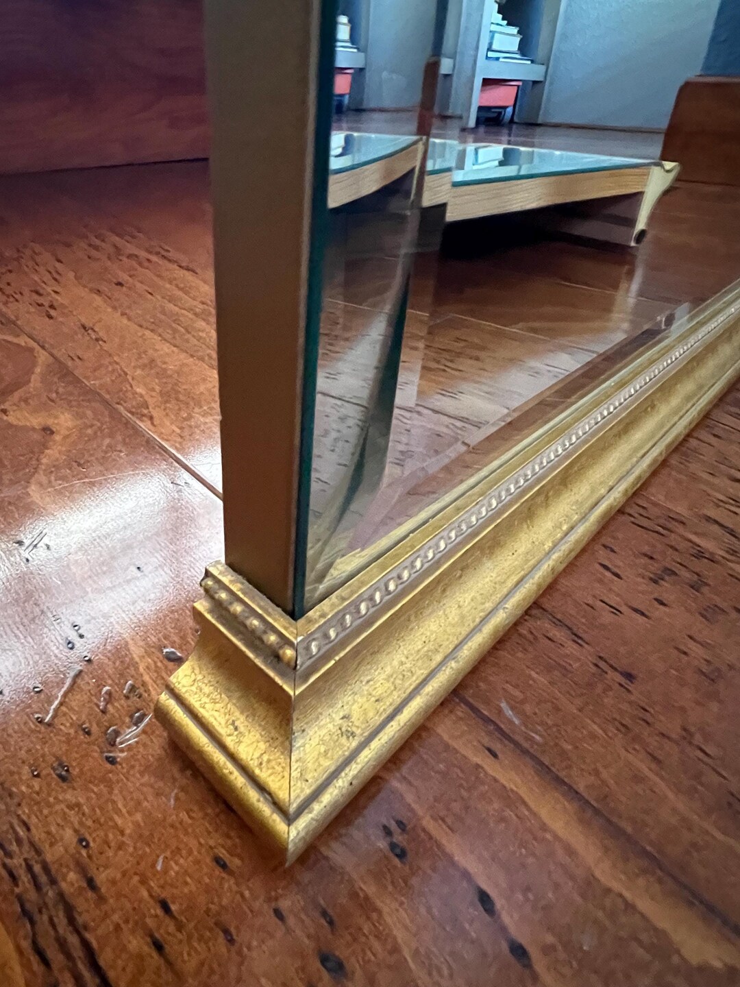Vintage Victorian Neoclassical Beveled Giltwood Mirror With Bookshelf ...
