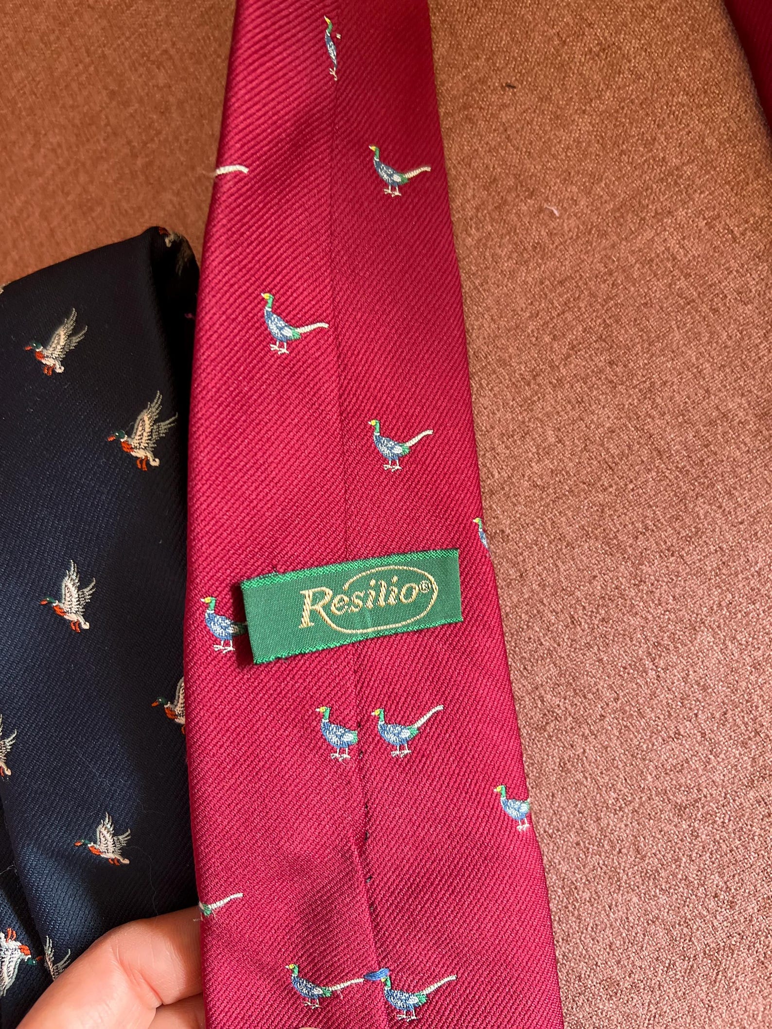 Vintage Necktie Cape Cod Blue With Ducks. Red Resilio With Quails. 55 ...