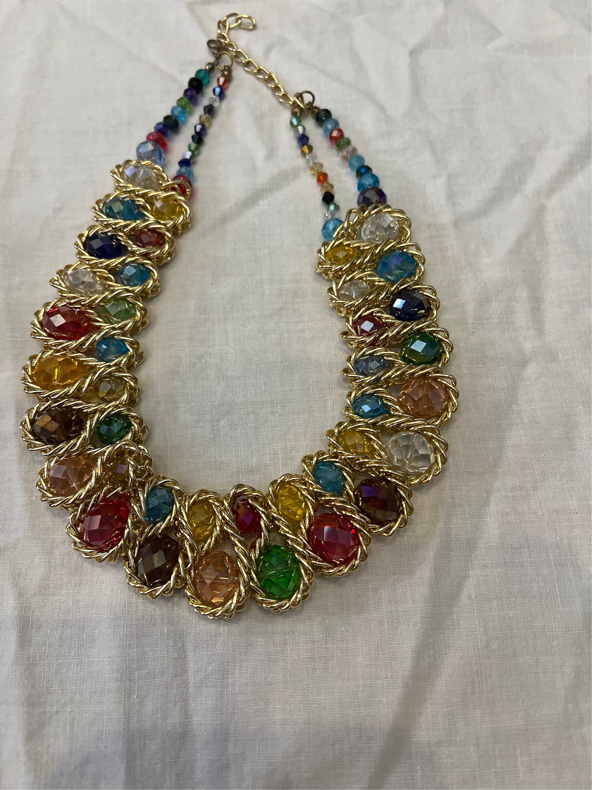 Bright Colorful Bead Necklace . - Etsy