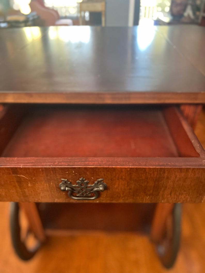 Vintage Mahogany Tea Cart Bar Serving Table With Wheels - Etsy
