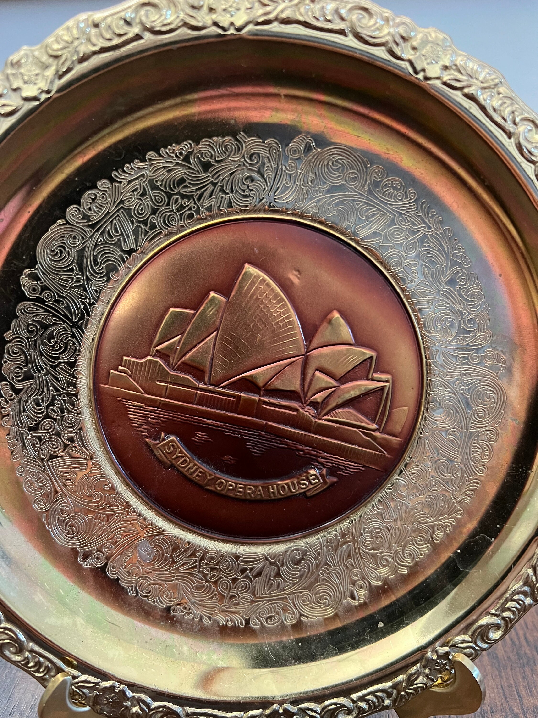 Vintage Brass Copper Decorative Plate. Opera House Sydney Australia. 7 ...