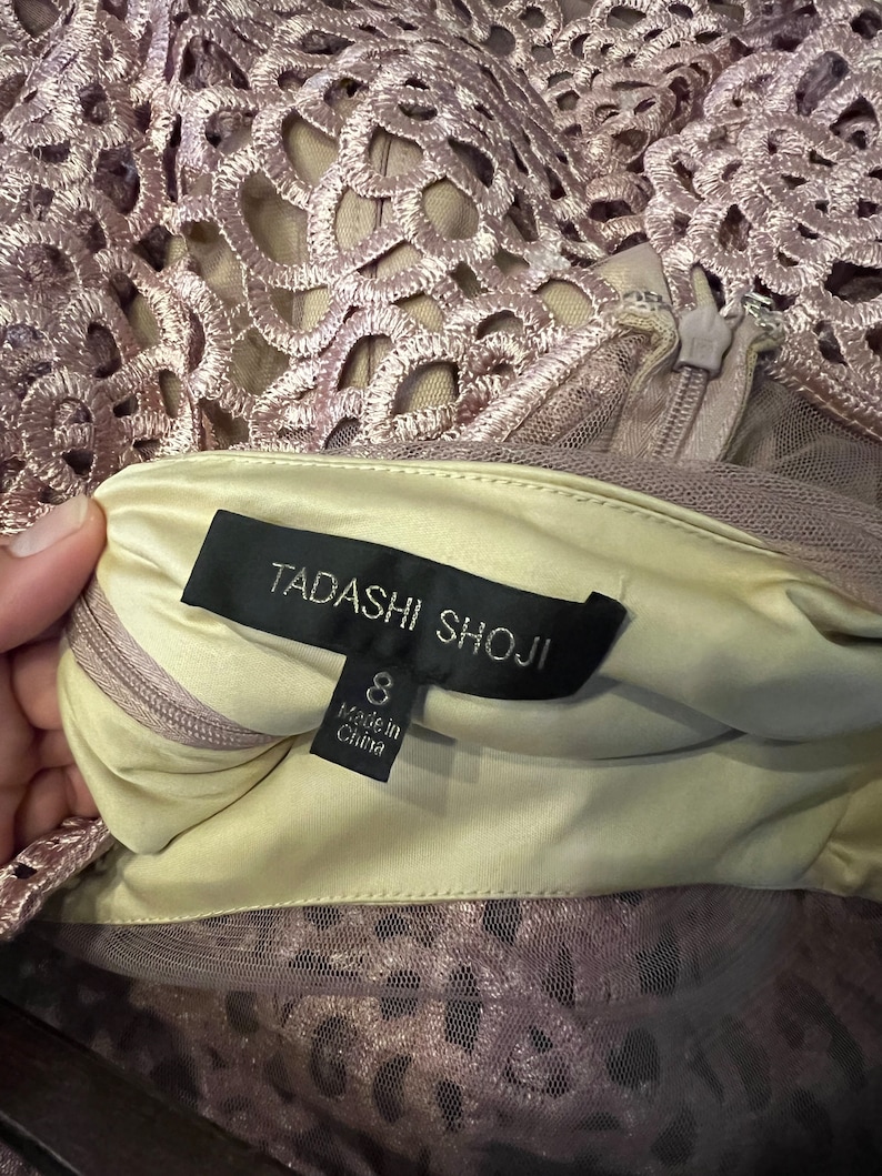 Tadashi Shoji Rose Gold Lace Gown, Size 8 - Etsy