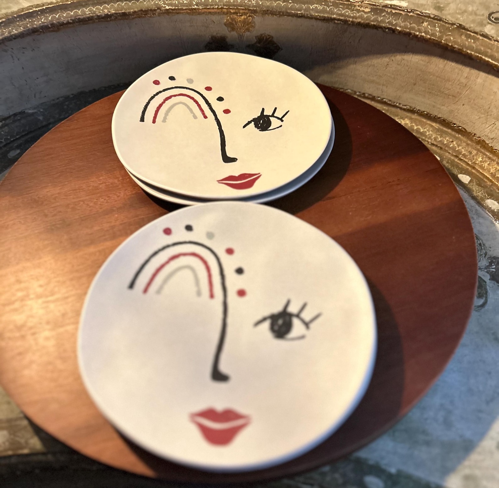 Abstract Face Melamine Snack Plates, Set of 4 - Etsy