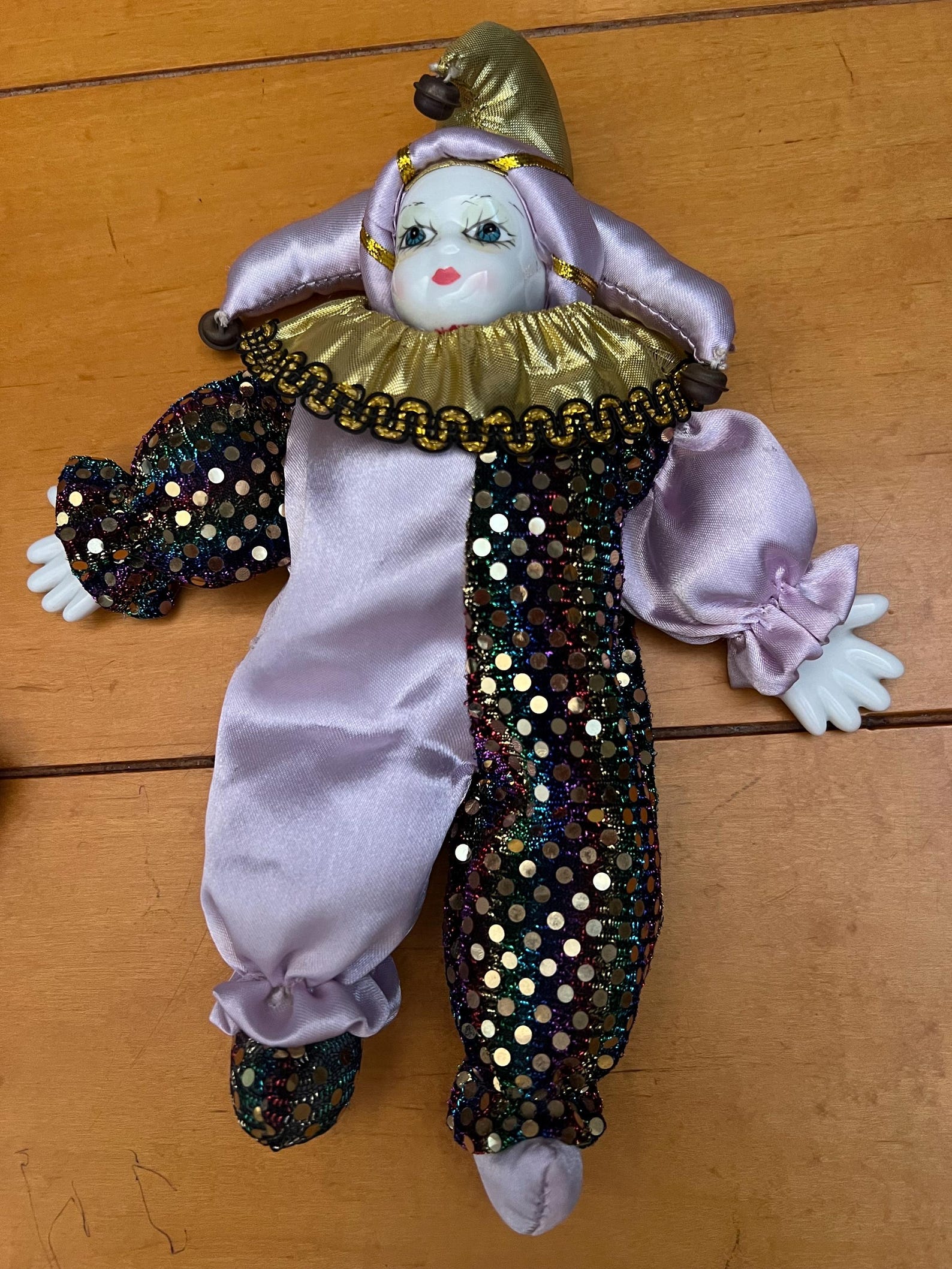 Vintage Jester, Clown, Porcelain Doll. 10x6. Good Condition. Looking ...