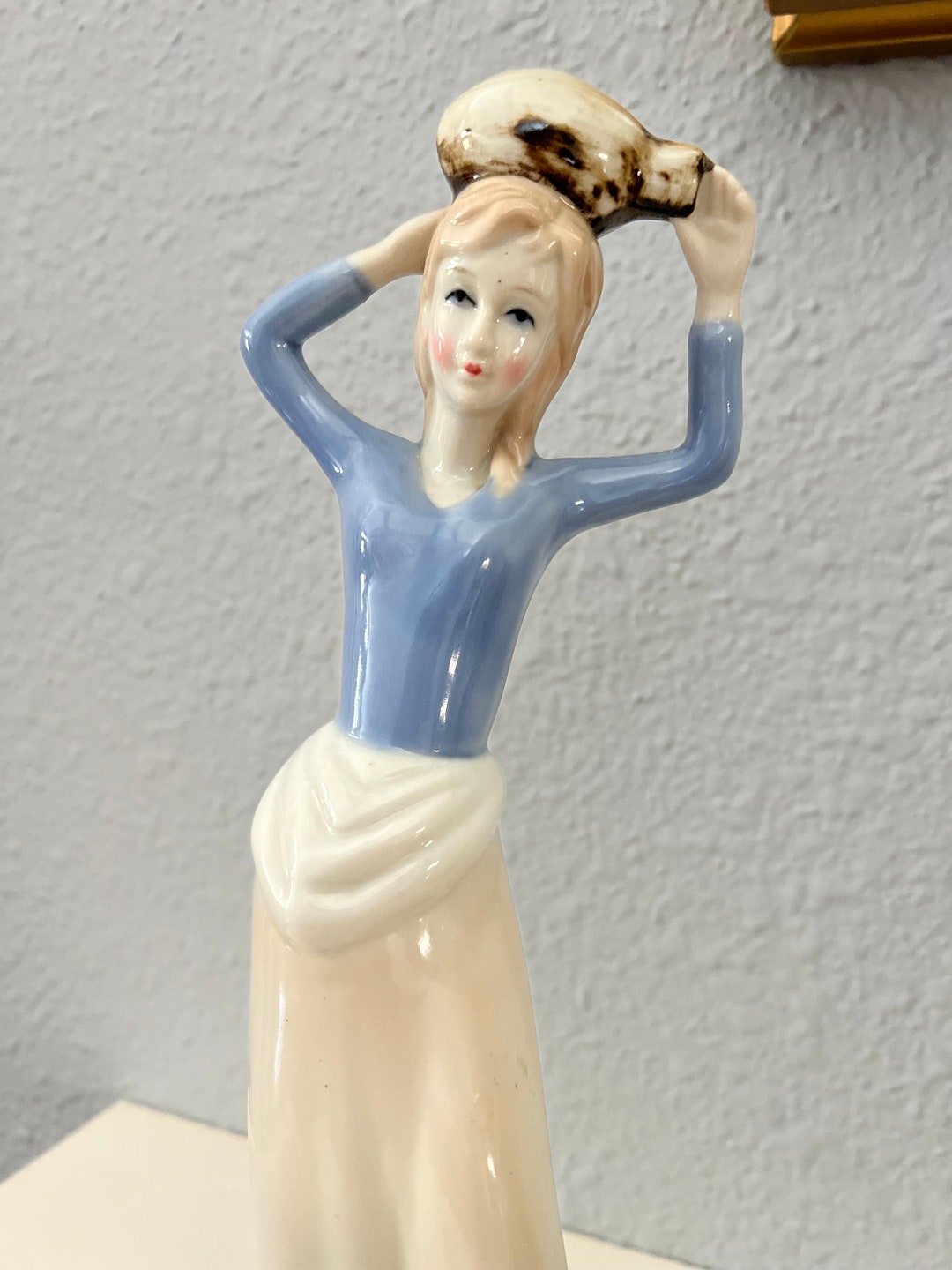 Vintage Porcelain Peasant Woman Sculpture, Imcor Signed - Etsy