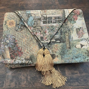 Vintage Table Runner Tapestry. Beautiful Paris Cafe and Gardens Scene ...