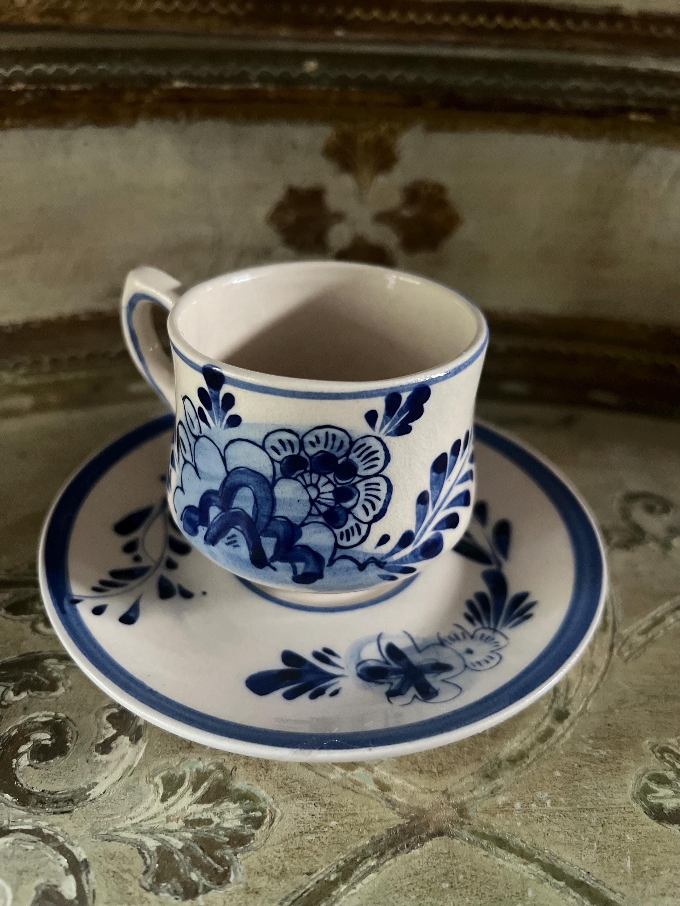 Vintage Delft Blue Espresso Cup and Saucer, Hand-painted Holland - Etsy