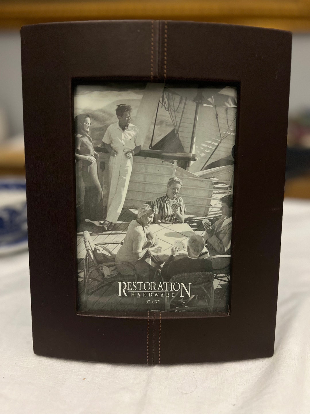 Brown Leather Vintage Picture Frame Restoration Hardware 5x7" . New ...