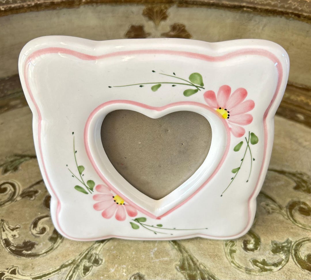 Vintage 1984 Fetco Ceramic Hand Painted Floral Heart-shaped Picture ...