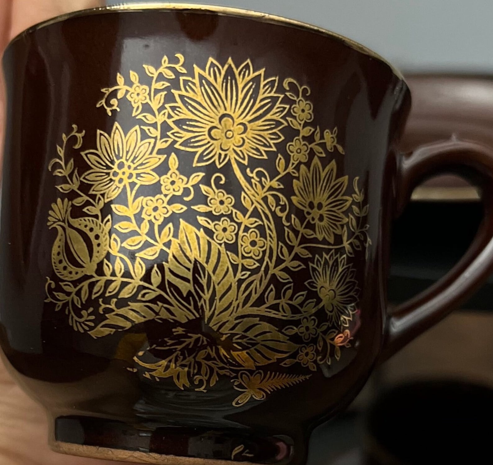 Coffee Cups With Saucers. Mide Century Japanese Art, Red Ceramic, Hand ...