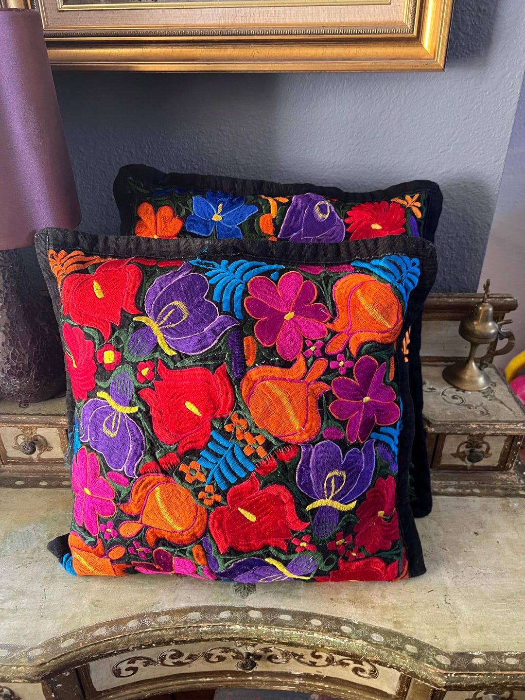 Beautiful Pillowcases, Oaxacan Flowers Embroidery Art. Set of 2. 18x18 ...