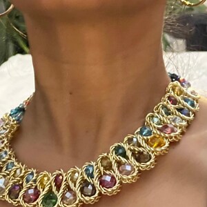 Bright Colorful Bead Necklace . - Etsy