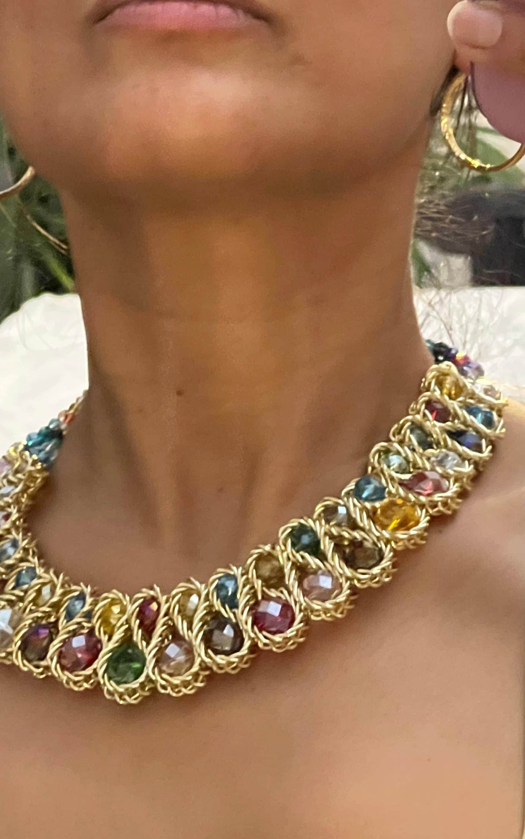 Bright Colorful Bead Necklace . - Etsy
