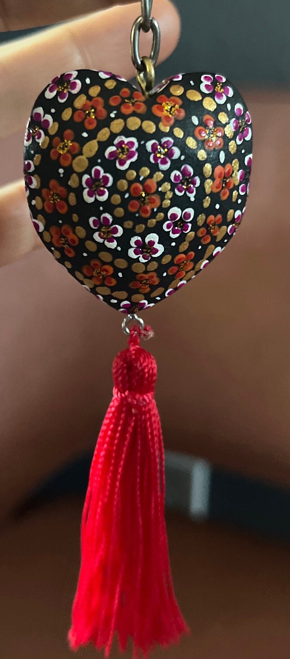 Wooden Heart, Hand Painted Keychains Charms. Made in Oaxaca, Mexico ...