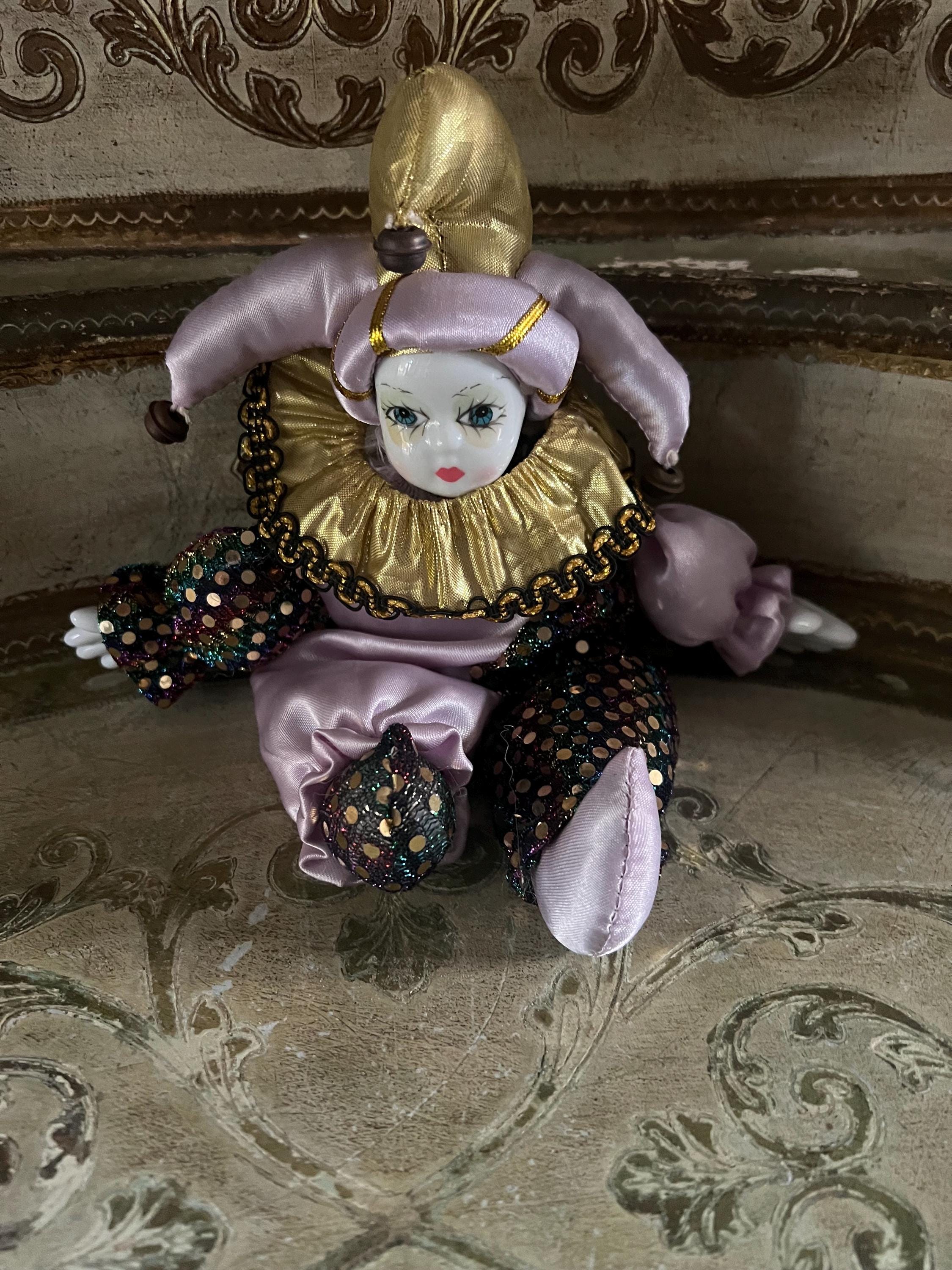 Vintage Jester, Clown, Porcelain Doll. 10x6. Good Condition. Looking ...