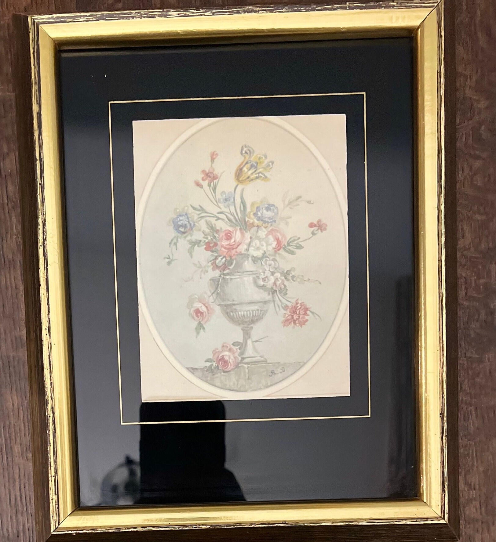 Vintage Print of Victorian Flower Vase Arrangement. Shabby Chic Style ...