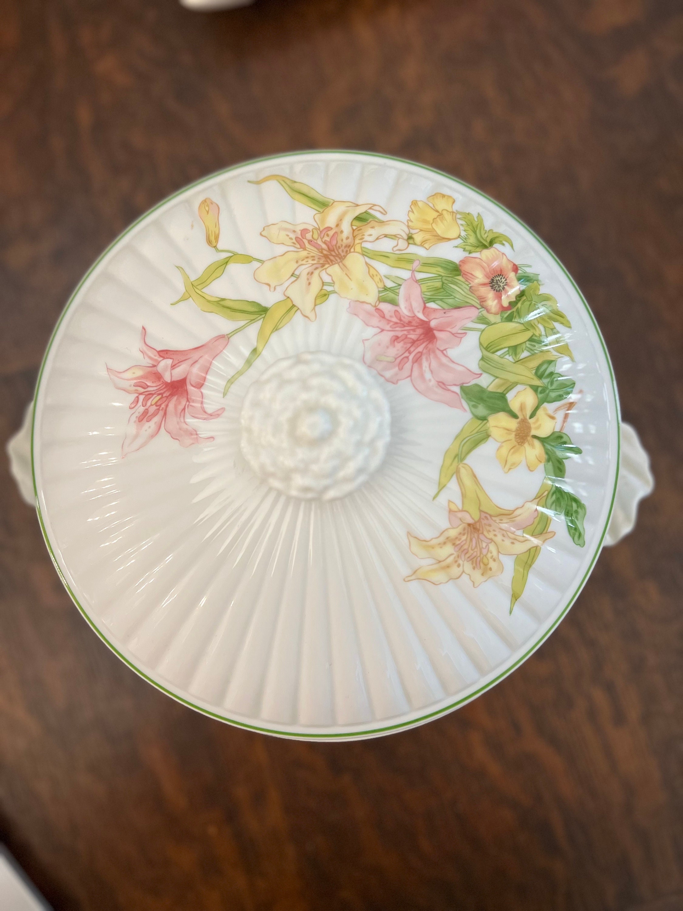 Vintage Shafford Jade Lily Porcelain Covered Casserole. New. 8 Wide 3 ...
