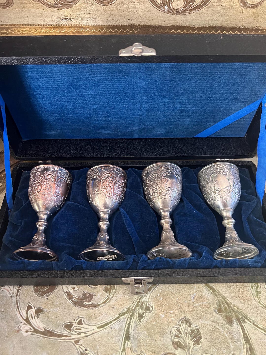 Vintage Set Corbell & Co Silver Plated Cordials. 4 Wine Cordials in ...