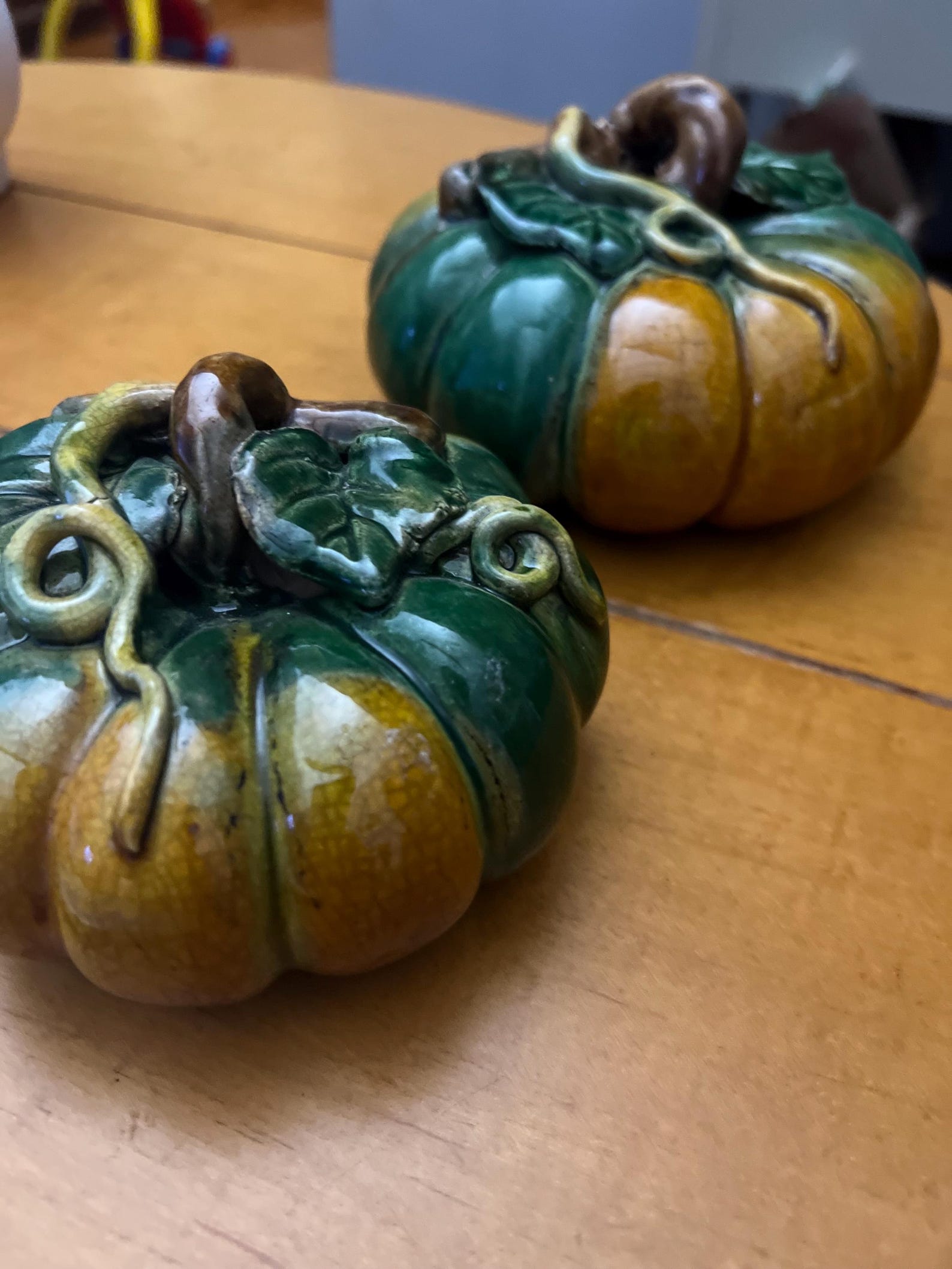 Vintage Glazed Majolica Pumpkin Pottery. Beautiful Fall Decor. 2 Sizes ...