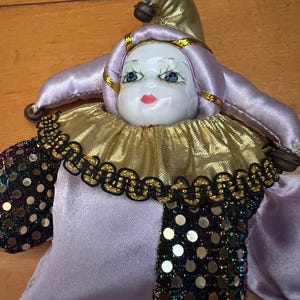 Vintage Jester, Clown, Porcelain Doll. 10x6. Good Condition. Looking ...