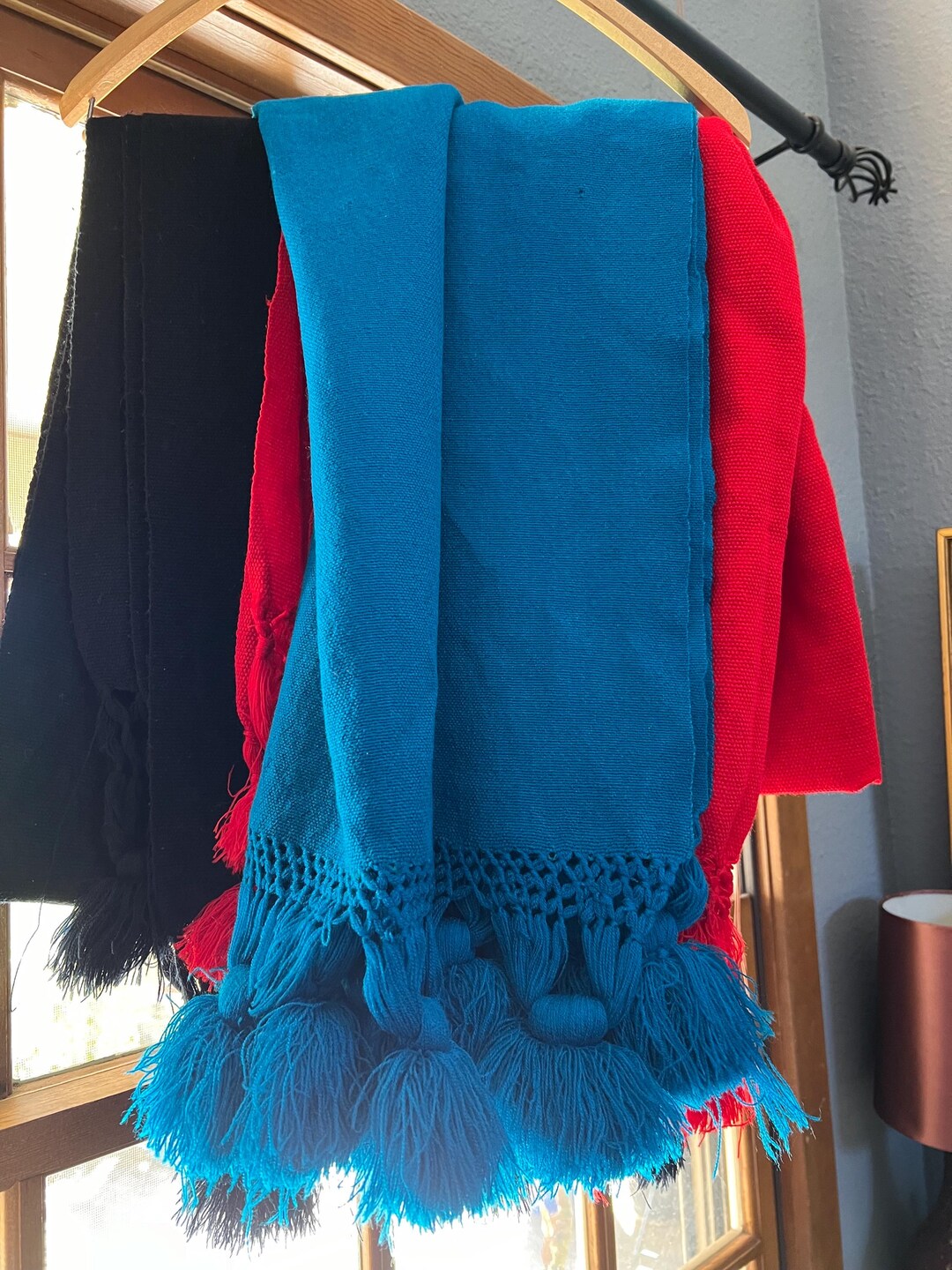 Rebozos tejidos a mano de Frida Kahlo, chales con borlas. 3 colores ...