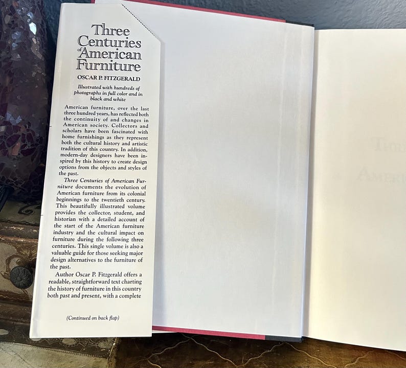 Three Centuries of American Furniture-- 1982 Vintage Hardcover Book by ...