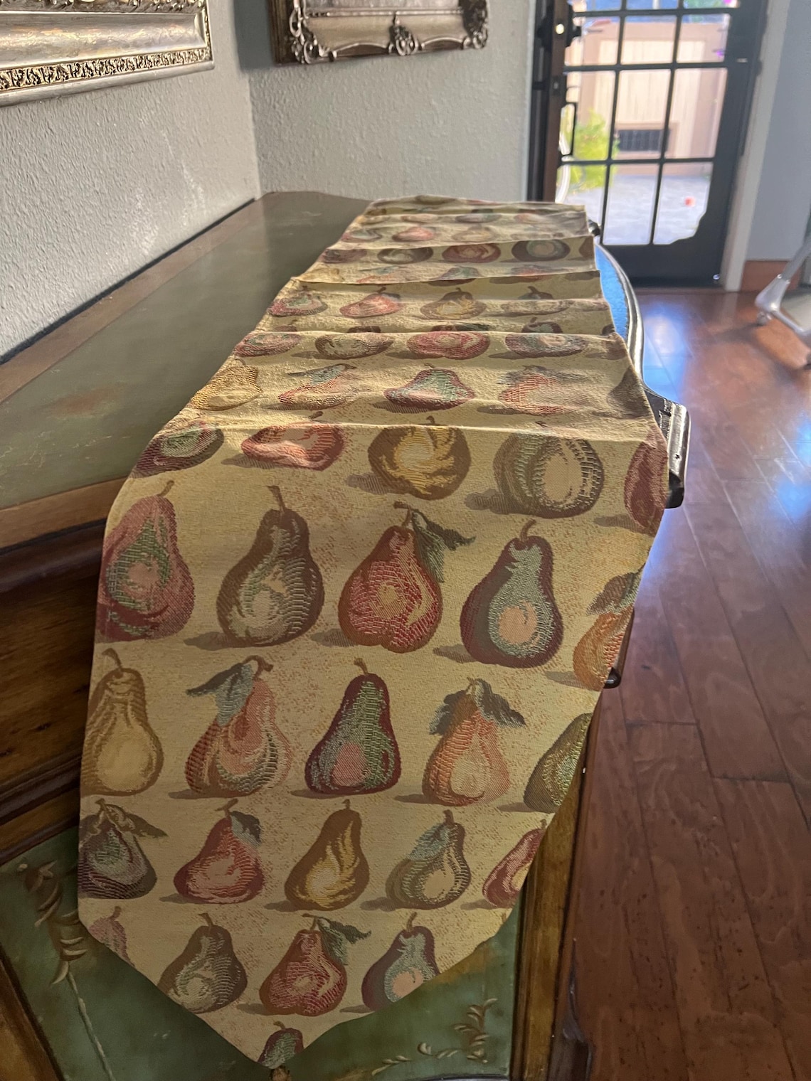 Vintage Table Runner, Tapestry. Pears in Autum Colors With Fringe. 78"l ...