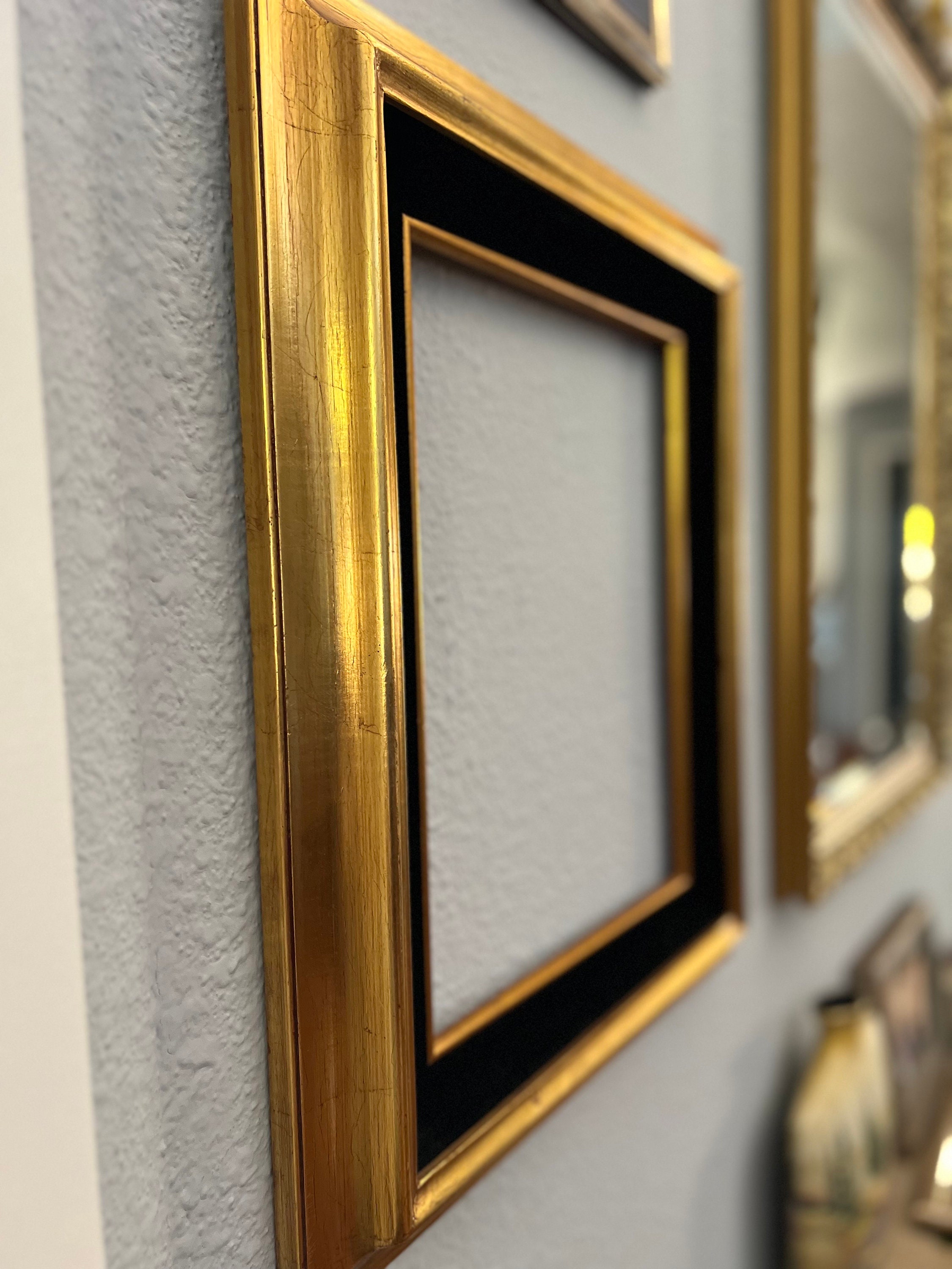 Beautiful Victorian, Art or Picture Wood Frame. Gold and Black Velvet ...