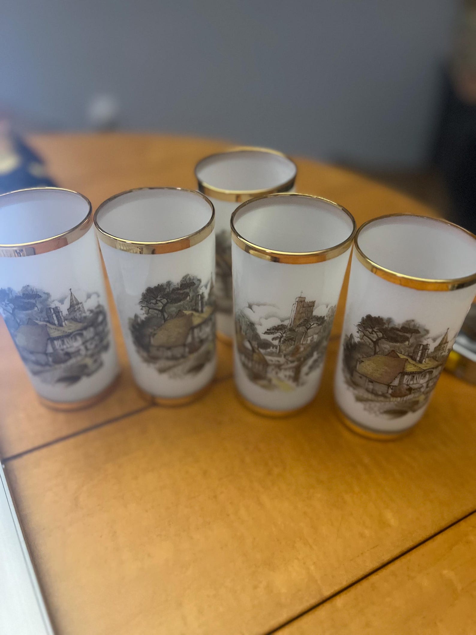 Stunning German, Bavaria, Highball or Ice Tea Glasses, Gold Rim. White ...