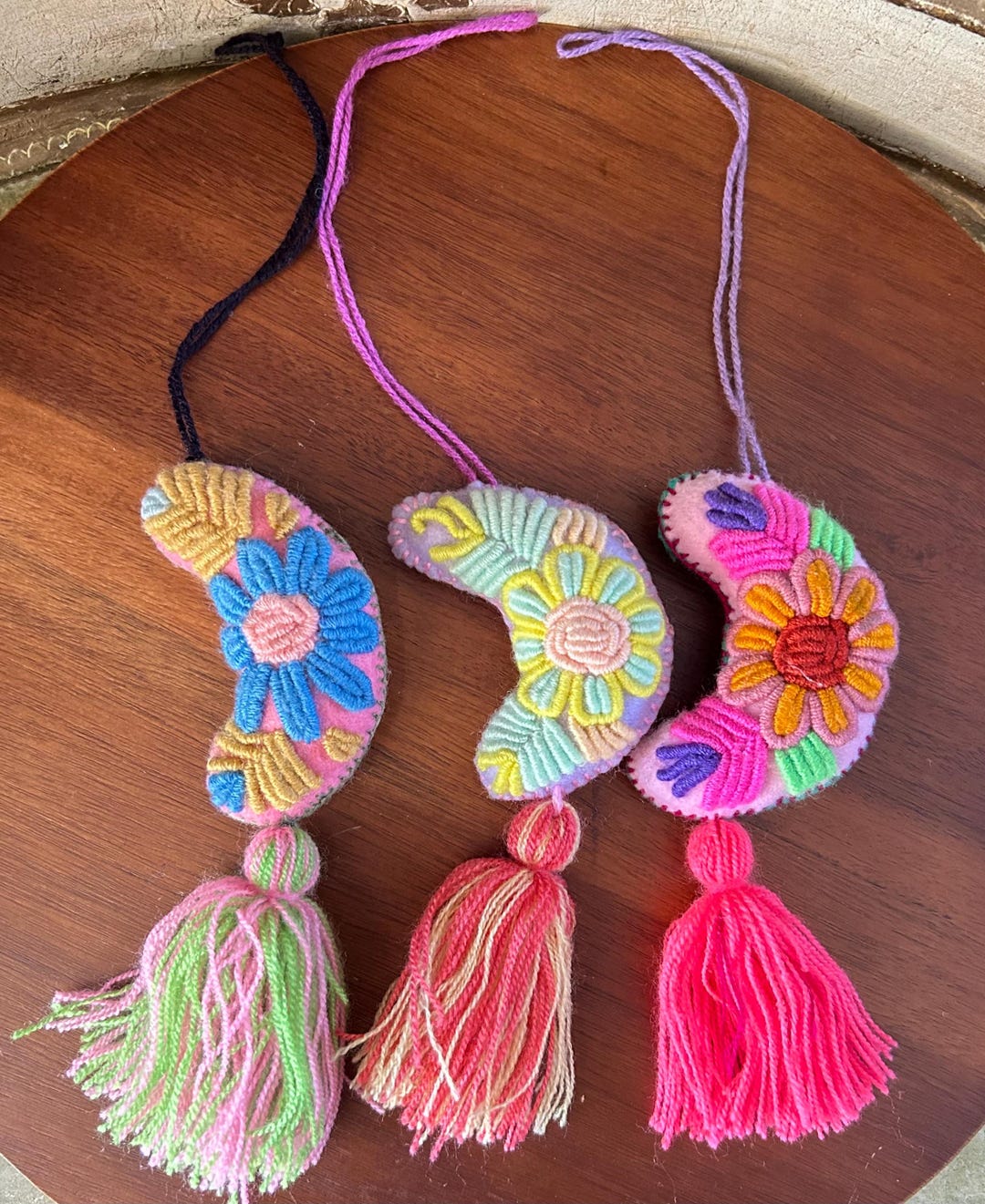 Artisanal Authentic Handmade Traditional Floral Embroidered Moon Shaped ...