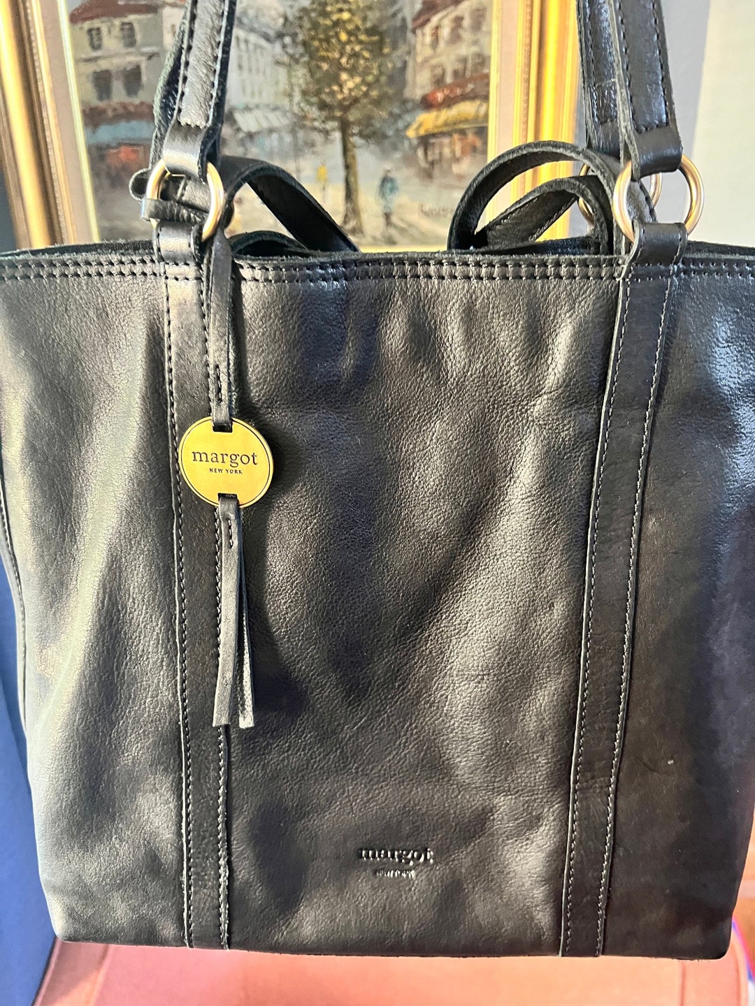 Genuine, Margot New York, Real Leather Sienna Tote in Black. Gently ...