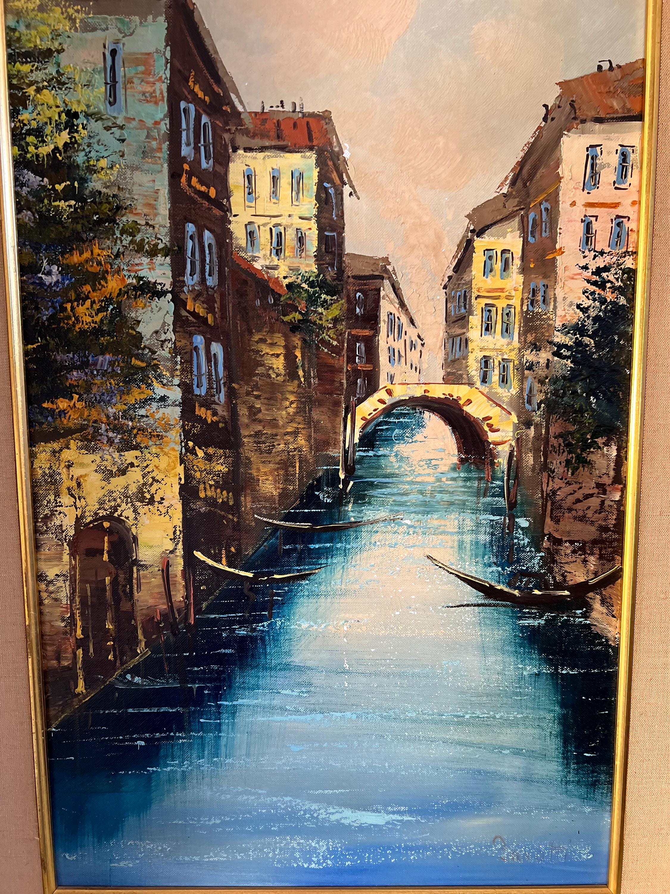 Vintage Venetian Canal Painting by Andrew Kolb, Framed (35.5x21x2) - Etsy