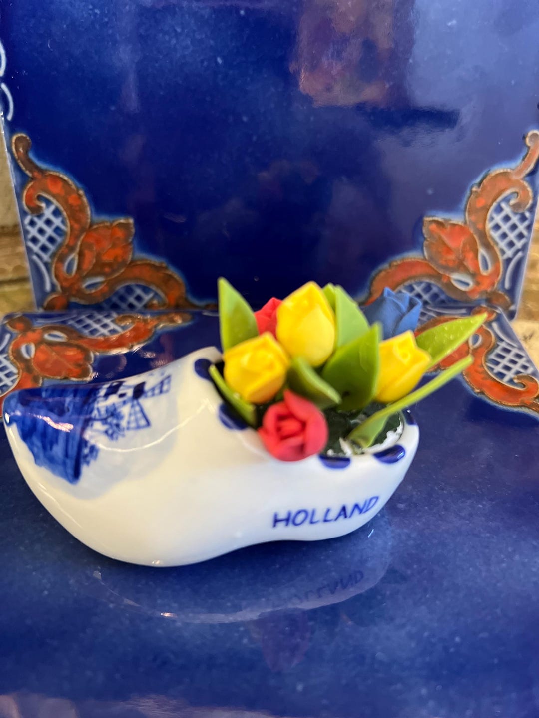 Vintage Dutch Ceramic Shoe With Tulips. Holland Souvenir. 3x1.5 Inches ...